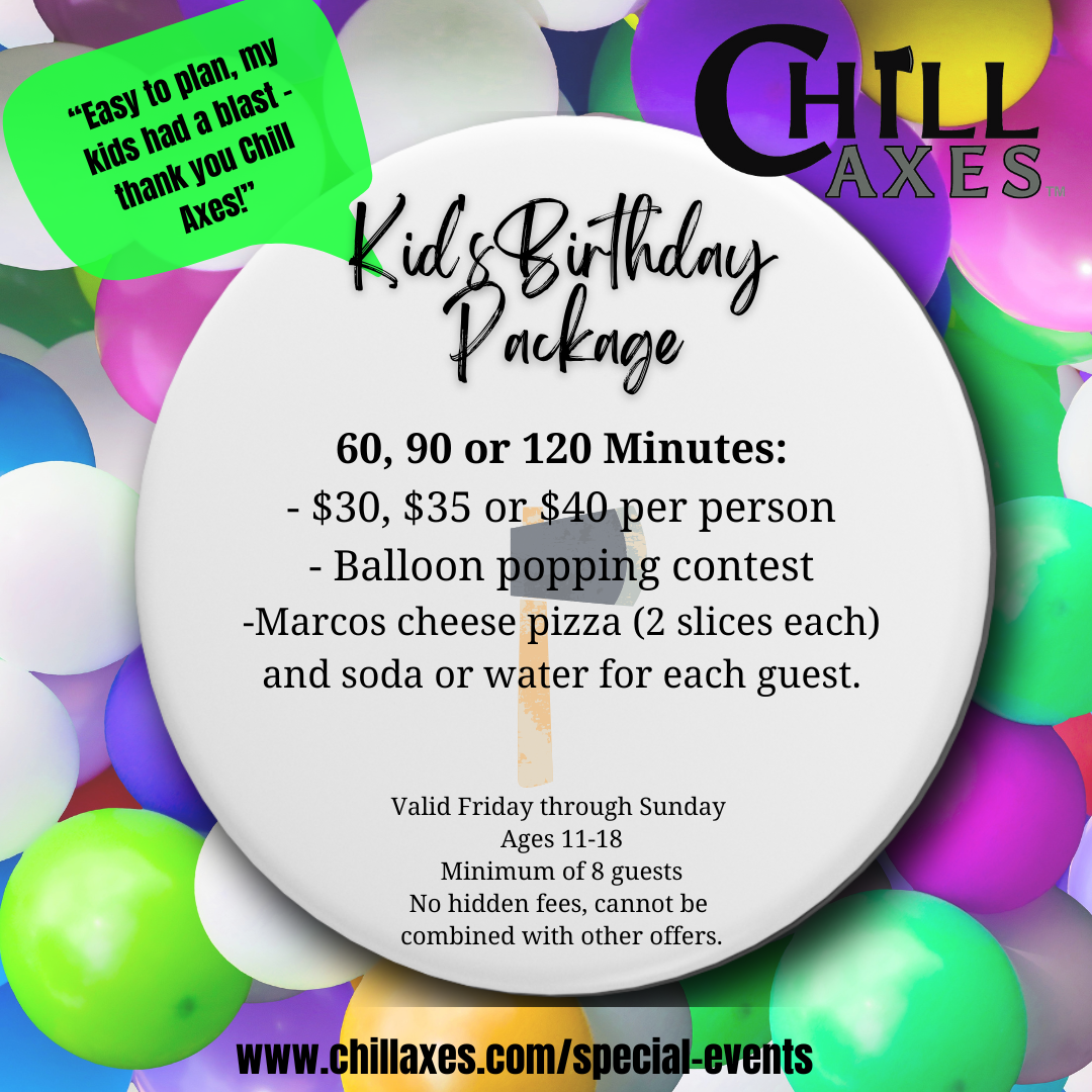 Special Events at Chill Axes | Axe & Hatchet Throwing in Maryland